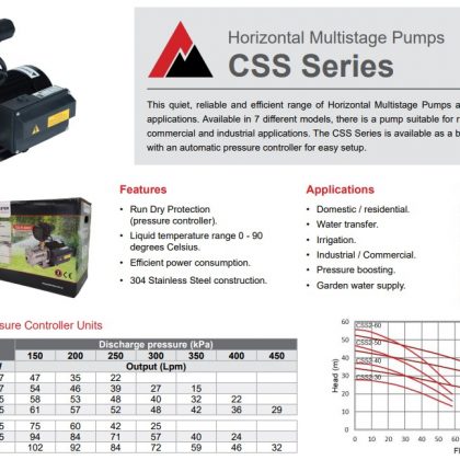 MultiMate - CSS2-60 Horizontal Multistage Pump - 0.75hp - Foundation Pumps